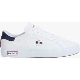 Sneaker Lacoste "POWERCOURT TRI 1SMA" Gr. 44,5, bunt (weiß, blau, dunkelrot) Schuhe Schnürhalbschuhe