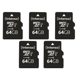 Intenso MicroSDXC Karte UHS-1 Premium 64 GB 5er Pack