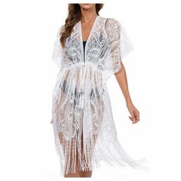 AFAZ New Trading UG Strandkleid Damen Spitze Bikini Cover Up Sommer Kurze Pareos V-Ausschnitt Kleid (1-tlg)