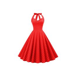 jalleria Dirndl Rückenfreies Retro-Kleid mit gepunktetem Neckholder