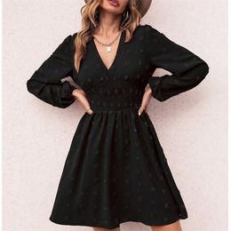 AFAZ New Trading UG Abendkleid Damen kleid Bedrucktes V-Ausschnitt A-Linien-Rock Freizeitkleider