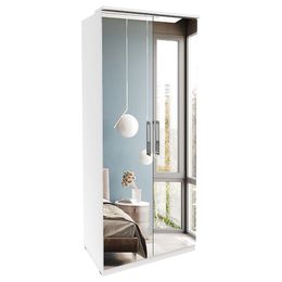 Lomadox Drehtürenschrank OLMO-83 Schlafzimmer Kleiderschrank in weiß mit Spiegeltüren
