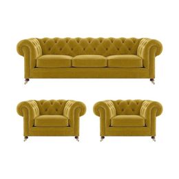 JVmoebel Wohnzimmer-Set Wohnzimmer Set Designer Garnituren Sofa Polstermöbel Luxus 2x Sessel