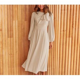 AFAZ New Trading UG Sommerkleid A-Linien-Kleid Dame Laternenärmel-Kleid mit hoher Taille und A-Linie (Modisches Damenkleid mit Glockenärmeln und hoher Taille) Geeignet für jeden Anlass