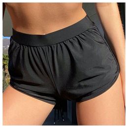 AFAZ New Trading UG Shorts Badehose für Damen Sommer hohe Taille einfarbig Boxer-Strand-Badehose
