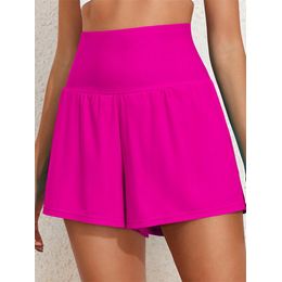 AFAZ New Trading UG Shorts Vielseitige Strandshorts mit geraden Taschen für Damen Rose Rot Frühlings-einfache einfarbige Badehose für Damen