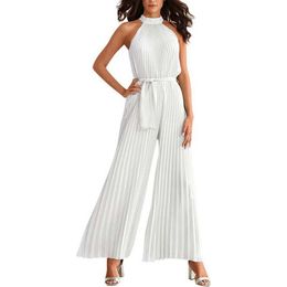 FIDDY Jumpsuit Damen Elegant Sexy Ärmellos Neckholder Sommer Overall Lang Jumpsuit