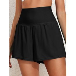 AFAZ New Trading UG Shorts Vielseitige Strandshorts mit geraden Taschen für Damen Schwarz Frühlings-einfache einfarbige Badehose für Damen