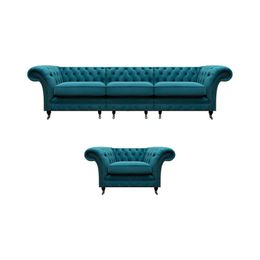 JVmoebel Wohnzimmer-Set Wohnzimmer Designer Set 2tlg Sofa Dreisitze Couch Neu Luxus Sessel