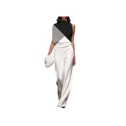 RUZU UG Baukastenhose Ärmellose Jumpsuit-Anzughose für Damen in Farbblockoptik (1-tlg)
