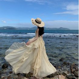 RUZU UG Dirndl Modisches Damen-Sommer-Strandkleid für den Urlaub am Meer (1-tlg)