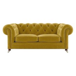 JVmoebel 2-Sitzer Sofa Zweisitzer Couch Gelb Wohnzimmer Chesterfield Textil Luxus