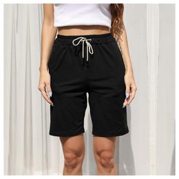 AFAZ New Trading UG Shorts Sommerliche elastische Hose mit Kordelzug Schwarz Lässige Sportshirts für Damen