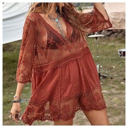 AFAZ New Trading UG Strandkleid Damen Sommer Bikini Cover Up Strand Poncho Tunika Bademode Strandrock (1-tlg)