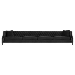JVmoebel 4-Sitzer Schwarz Viersitzer Sofa Couch Modern Chesterfield Textil Wohnzimmer