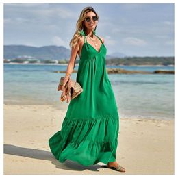 BlauWave Strandkleid Langes ärmelloses Sommerkleid für Frauen (lässiges Kleid mit dünnen Trägern