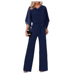 ZWY Culotte-Overall Einfarbiger Damen-Jumpsuit mit hoher Taille und geradem Bein