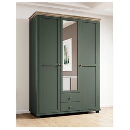 Lomadox Garderobenschrank EPSOM-83 grün mit Lefkas Eiche Nb. 3 türig 154/216/62 cm