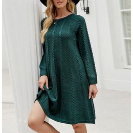 AFAZ New Trading UG Strickkleid Damen Pulloverkleid Einfarbiger Strickkleid in A-Linie Langarm kleid