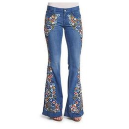 AFAZ New Trading UG Stretch-Jeans Damen Jeans bestickt Slim-Fit ausgewaschene Schlagjeans Bootcut-Jeans