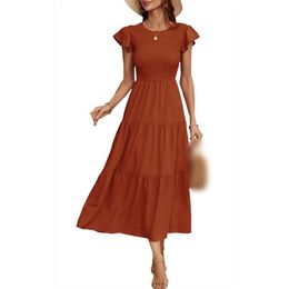 AFAZ New Trading UG 2-in-1-Kleid Gerafftes Swingkleid mit Rüschenärmeln