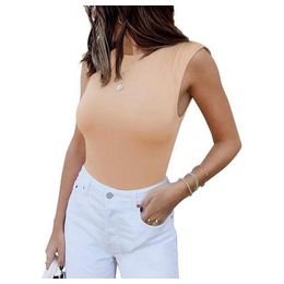 AFAZ New Trading UG Kurzarmbody Damen Elegant Sexy Ärmellos Rundhals Polster Schulter Body