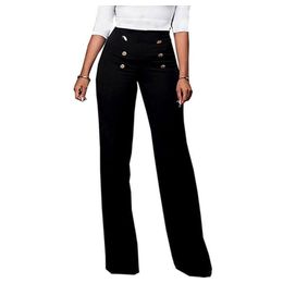 AFAZ New Trading UG Stretch-Jeans Damen Freizeithose Knopf einfarbige Hose Bootcut-Hose