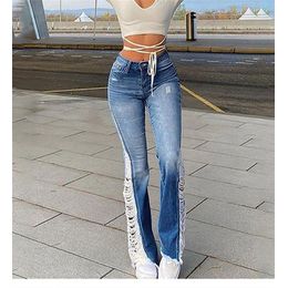 AFAZ New Trading UG Stretch-Jeans Damen Bootcut-Jeans Stretch Jeanshose Straight-Jeans Schlagjeans