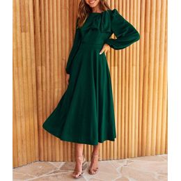 AFAZ New Trading UG Abendkleid A-Linien-Kleid Dame Laternenärmel-Kleid mit hoher Taille und A-Linie