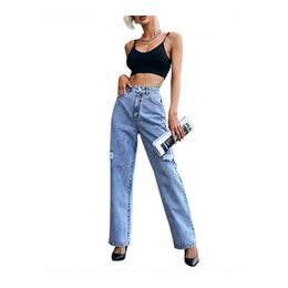 AFAZ New Trading UG Stretch-Jeans Damen Modische Haremshose gerade locker tailliert schmale Jeanshose