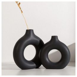 FELIXLEO Dekovase Vase Keramik Donut matt Runde Form Modern Getrocknete Blumenvasen