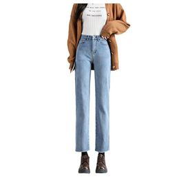 AFAZ New Trading UG Stretch-Jeans Damen-Jeans mit hoher Taille gerade Hose Jeanshose Straight-Jeans
