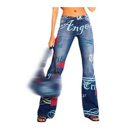AFAZ New Trading UG Stretch-Jeans Bedruckte Jeans für Damen modische Buchstaben-Schlagjeans