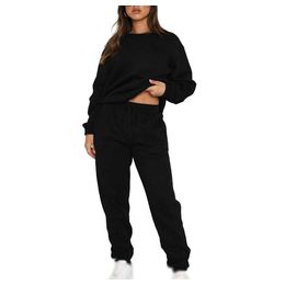 AFAZ New Trading UG Freizeitanzug Einfarbiges Rundhals-Sweatshirt-Set für Damen mit langen Hosen