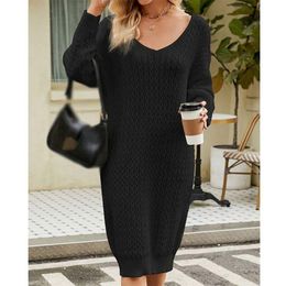 AFAZ New Trading UG Strickkleid Damen Pulloverkleid Einfarbiger Strickpullover Langarm Etuikleid kleid