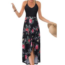 ZWY Strandkleid Damen Sommer Maxikleid kurzen Ärmeln Bodenlanger Rock (1-tlg.