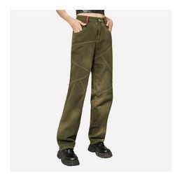 AFAZ New Trading UG Stretch-Jeans Damen Arbeitskleidung: Grüne Kontrastfarben Straight-Leg Hose (Modische Straight-Fit Hose in Kontrastfarben für Frauen) Geeignet für jeden Anlass