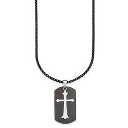 Bruno Banani Kette mit Anhänger Schmuck Geschenk, Halskette Kreuz Venezianerkette Silber Schwarz, schwarz