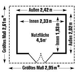 GROSFILLEX Gartenhaus Utility V 4,9 295 x 261 cm (inkl. Dachüberstand)