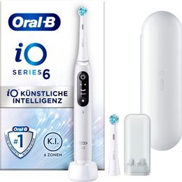 Oral-B Elektrische Zahnbürste iO 6, Aufsteckbürsten: 2 St., mit Magnet-Technologie, Display, 5 Putzmodi, Reiseetui, weiß