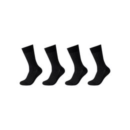 Camano Socken (Packung, 4er-Pack) mit Rippstruktur, schwarz