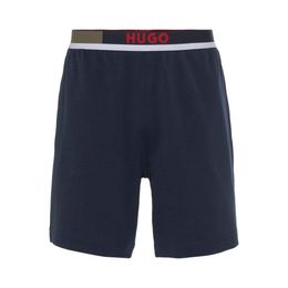 Hugo Pyjamashorts Colorblock Shorts mit elastischem Bund, blau