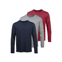 MAN'S WORLD Man's World Langarmshirt (Packung, 3-tlg., 3er-Pack) aus reiner Baumwolle, blau|grau|rot