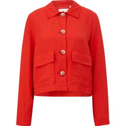 s.Oliver BLACK LABEL Kastenjacke, Leinenanteil, Pattentaschen, für Damen, rot, 38