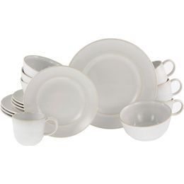 Creatable Kombiservice Geschirr-Set Antique (16-tlg), 4 Personen, Steinzeug, Service, weiß, Trendfarbe Offwhite, 16 Teile, für 4 Personen, weiß