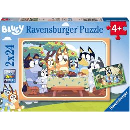 Ravensburger Puzzle Bluey, Auf geht's!, 48 Puzzleteile, Made in Europe, FSC® - schützt Wald - weltweit, bunt
