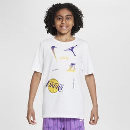 Los Angeles Lakers Courtside Statement Edition Jordan NBA-Max90-T-Shirt für ältere Kinder - Weiß