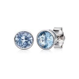 HECHTER PARIS Paar Ohrstecker Schmuck Geschenk Silber 925 Ohrschmuck Ohrringe Solitär, mit Zirkonia (synth), blau|silberfarben