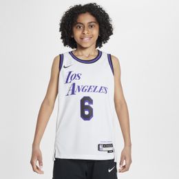 Lebron James Los Angeles Lakers City Edition Nike Dri-FIT NBA Swingman Trikot für ältere Kinder - Weiß