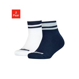 Puma Kurzsocken Clyde Junior (2-Paar) mit gestreiften Bündchen, blau|weiß